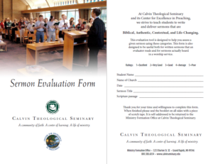 Sermon Evaluation Forms - Center for Excellence in Preaching